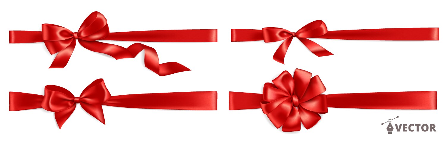 Realistic gift bow red ribbon isolated Royalty Free Vector