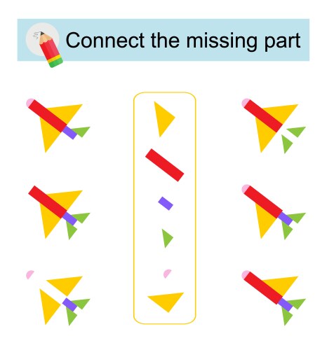 Connect the missing part attention task for kids Vector Image