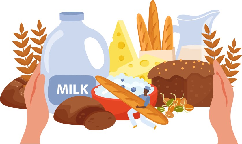 Milk and bread Royalty Free Vector Image - VectorStock