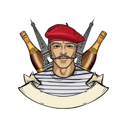 Man with baguettes wearing french style clothes Vector Image