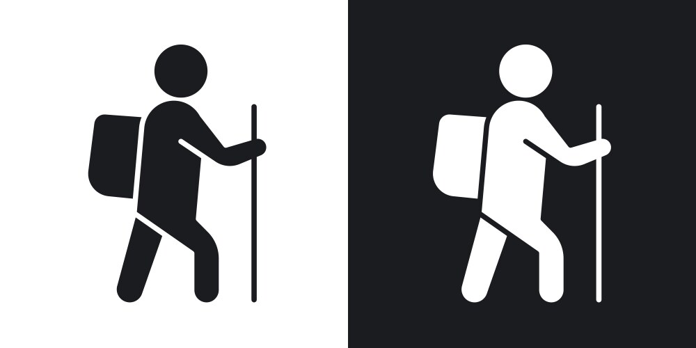 Hiking icon set hiker man symbol mountain Vector Image