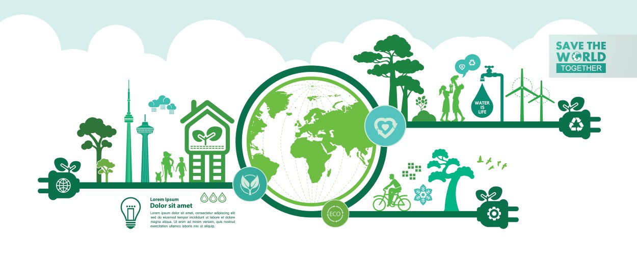 Save the world together green ecology illus Vector Image