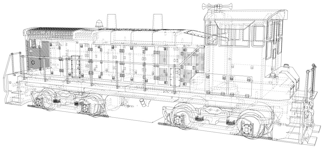 Train technical wire-frame rendering Royalty Free Vector