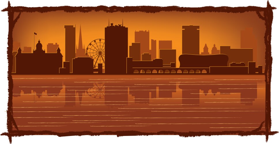 Birmingham skyline with color buildings Royalty Free Vector