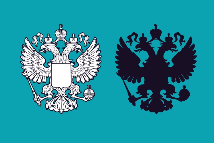 Ukrainian and russian national emblem trident Vector Image