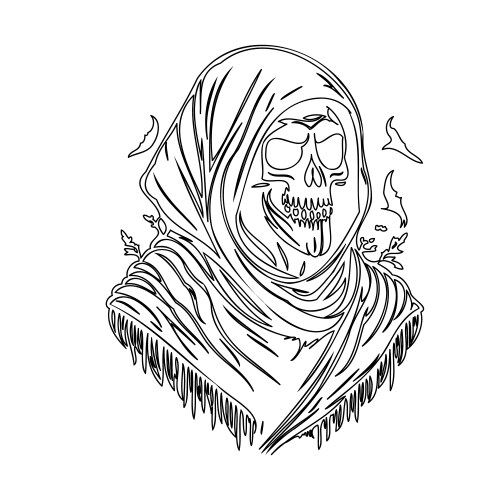 Grim reaper halloween sketch outline Royalty Free Vector