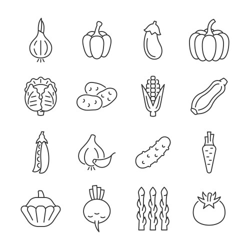 Vegetable line icons editable stroke Royalty Free Vector