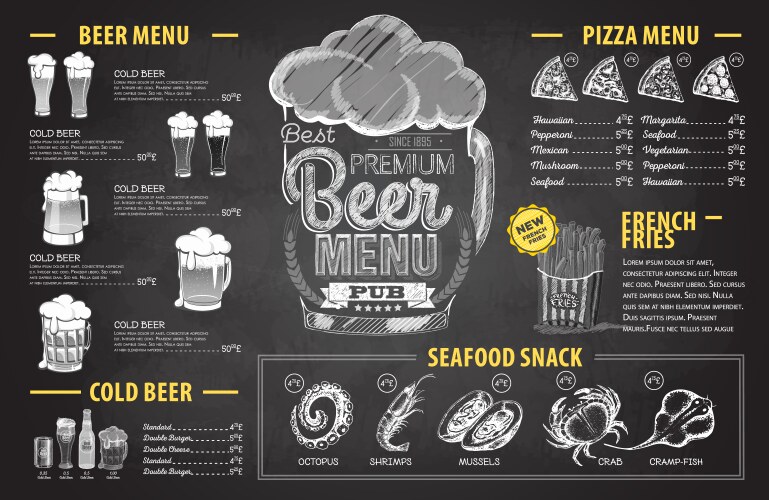 Vintage chalk drawing bakery menu design Vector Image