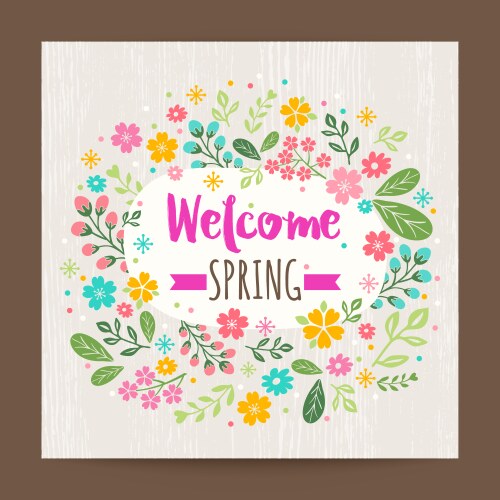 Hello spring season banner template background Vector Image