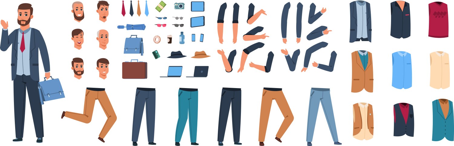 Cartoon male character kit man animation body Vector Image