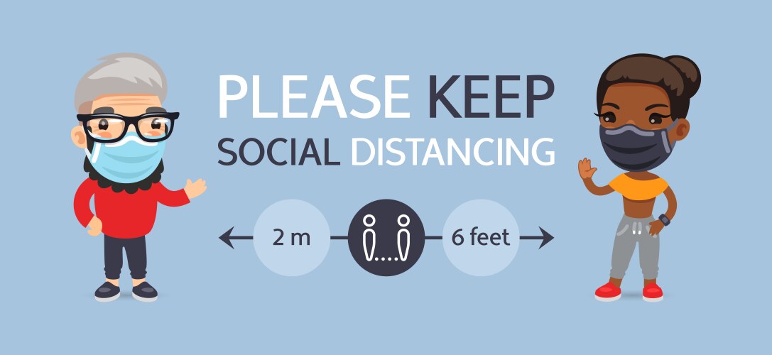 Social distancing poster or public health Vector Image