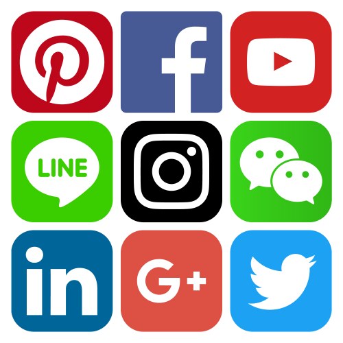 Social networks black app icons poster Royalty Free Vector