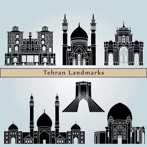 Tehran skyline iran drawn linear art sketch Vector Image