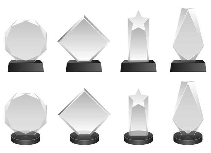 Transparent trophy awards glass award on stand Vector Image