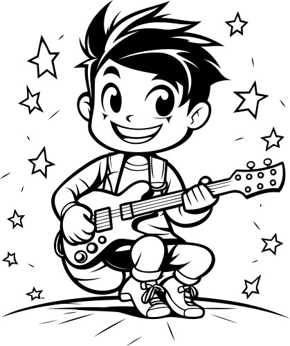 Cute little tiger playing the electric guitar Vector Image