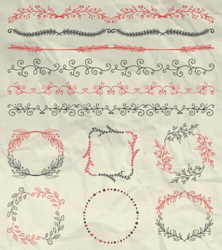 Seamless borders frames dividers on crumpled Vector Image