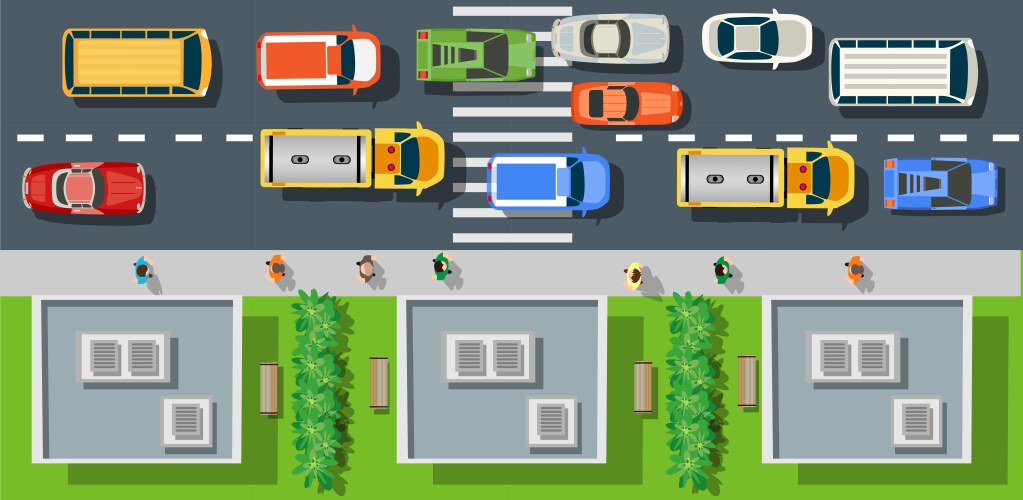 Seamless city map top view building and street Vector Image