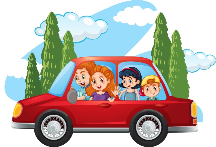 Happy family in car Royalty Free Vector Image - VectorStock