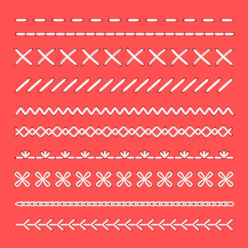 Embroidery stitch pattern set Royalty Free Vector Image