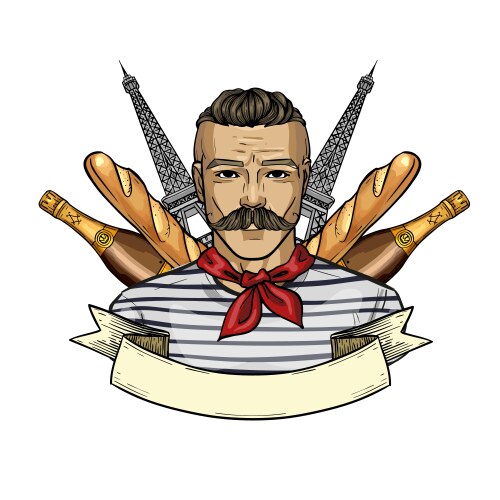 Man with baguettes wearing french style clothes Vector Image