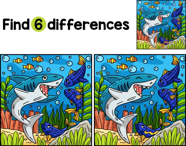Professor shark find the differences Royalty Free Vector