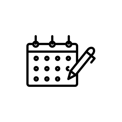 Calendar pen icon set event schedule pictogram Vector Image