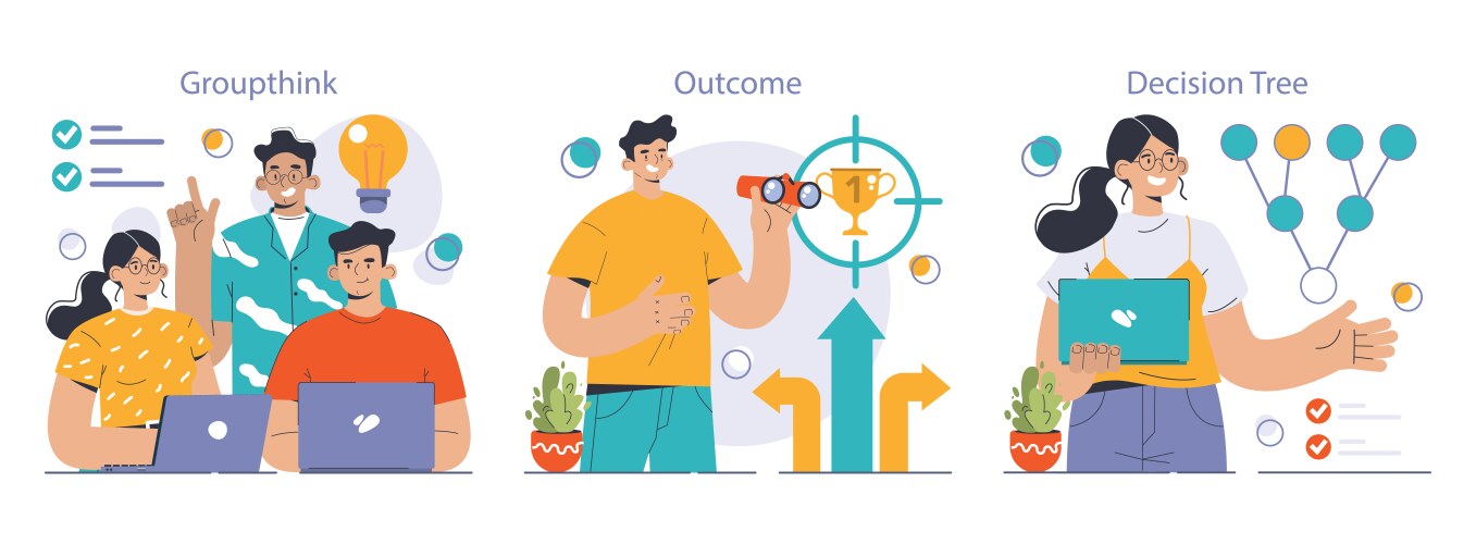 Decision-making set strategic thinking Royalty Free Vector