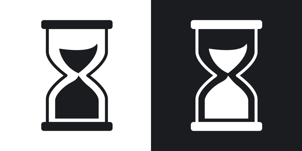 Hourglass end icon set in solid black and white Vector Image