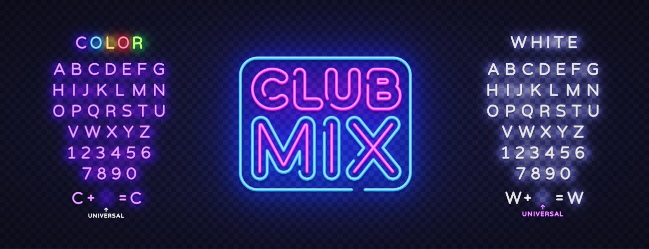 Dj music neon sign night party design Royalty Free Vector