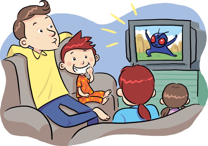 Kid Watching Tv Cartoon