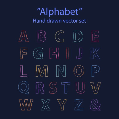 Blueprint drafting alphabet Royalty Free Vector Image