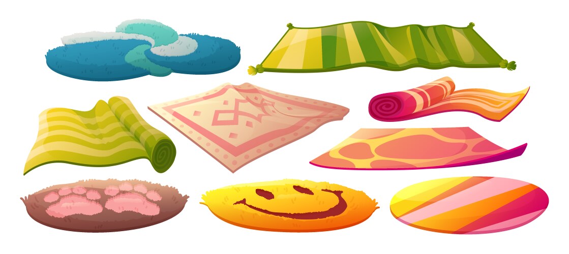 Carpets cloth and fluffy floor rugs Royalty Free Vector