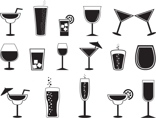 Hand drawn drinks and alcoholic cocktails big set Vector Image
