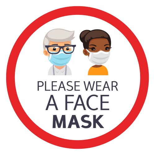 Please wear mask sign or stamp Royalty Free Vector Image