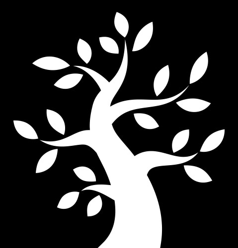 White tree icon on black background Royalty Free Vector