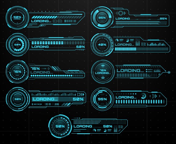 Hud loading progress bars sci fi interface Vector Image