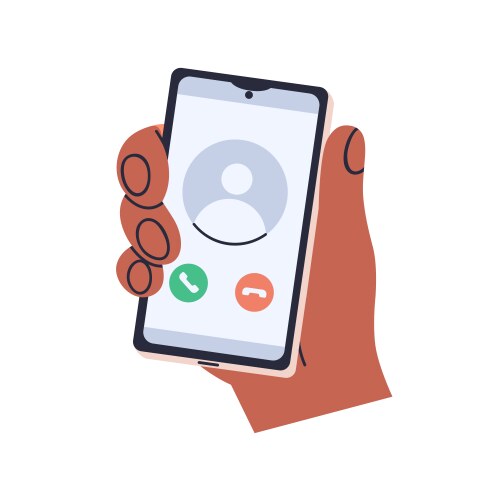 Incoming call on mobile phone hand holding Vector Image