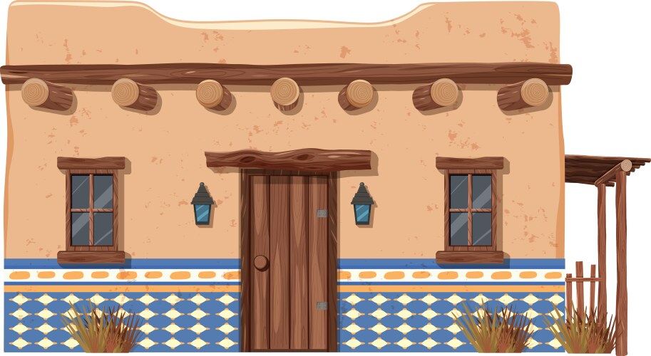 A classic mexican adobe house Royalty Free Vector Image