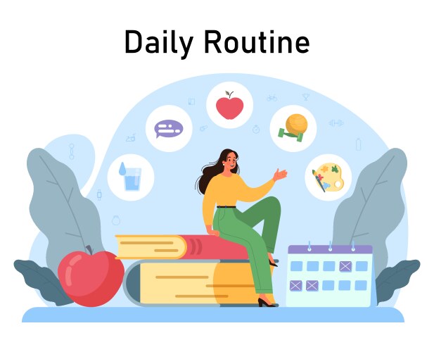 Female character daily routine and schedule Vector Image