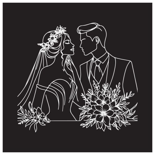 One continuous drawn line wedding from Royalty Free Vector