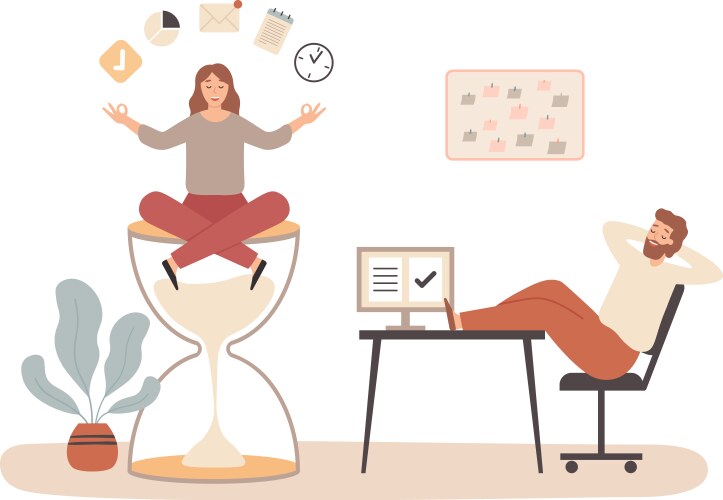 Meditation lotus position woman work and rest Vector Image