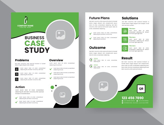Business case study layout flyer Royalty Free Vector Image