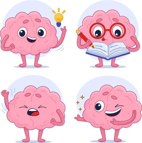 Brain cartoon set Royalty Free Vector Image - VectorStock