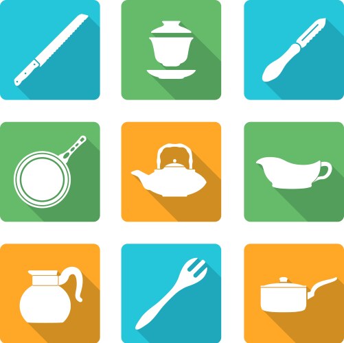 Outline dinnerwarwe icons set Royalty Free Vector Image