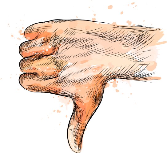 Hand with one finger up from a splash Royalty Free Vector