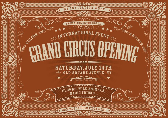 Vintage blank circus poster sign Royalty Free Vector Image