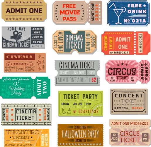 Vintage paper ticket elements Royalty Free Vector Image