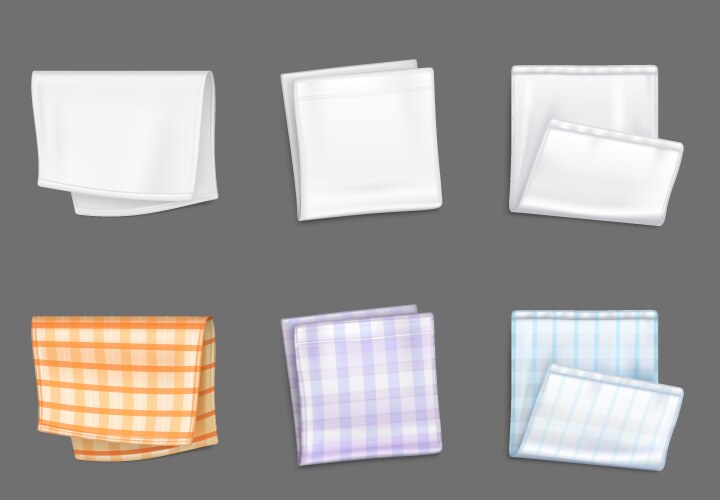 White empty folded and hanging handkerchief mockup