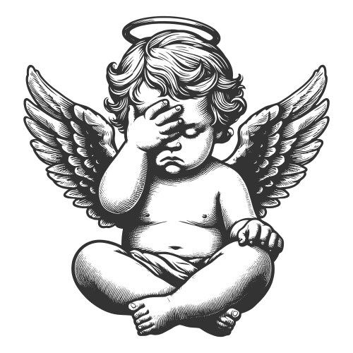 Frustrated Cherub Angel Royalty Free Vector Image