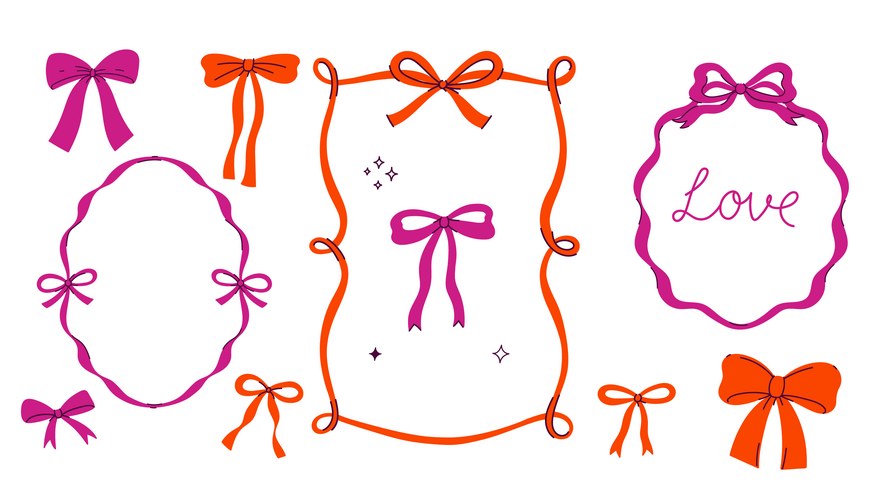 Watercolor Ribbon & Bow Frames Set – Royalty-Free Vector | VectorStock
